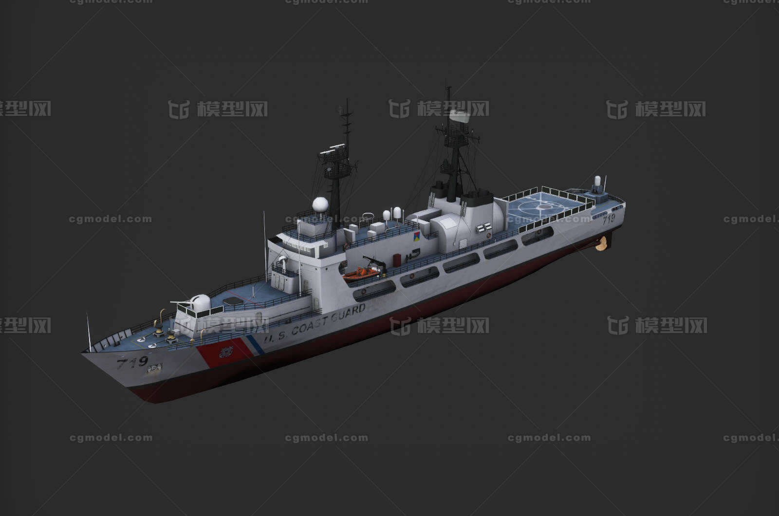 美国海警船 美国海警模型-军舰模型库-Maya(.ma/.mb)模型下载-cg模型网