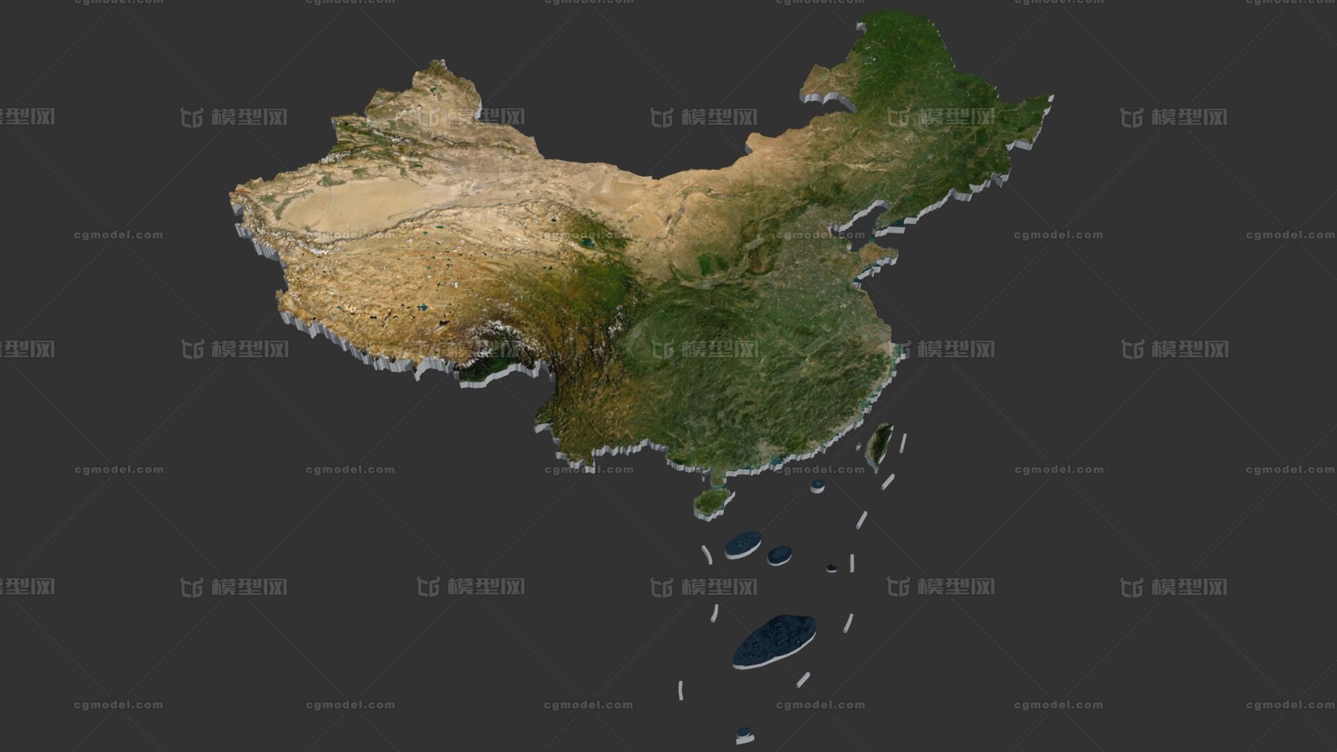 中国三维地图 中国3d地图 中国 中国地图 中国山脉 中国地模型-地形模型库-3ds Max(.max)模型下载-cg模型网
