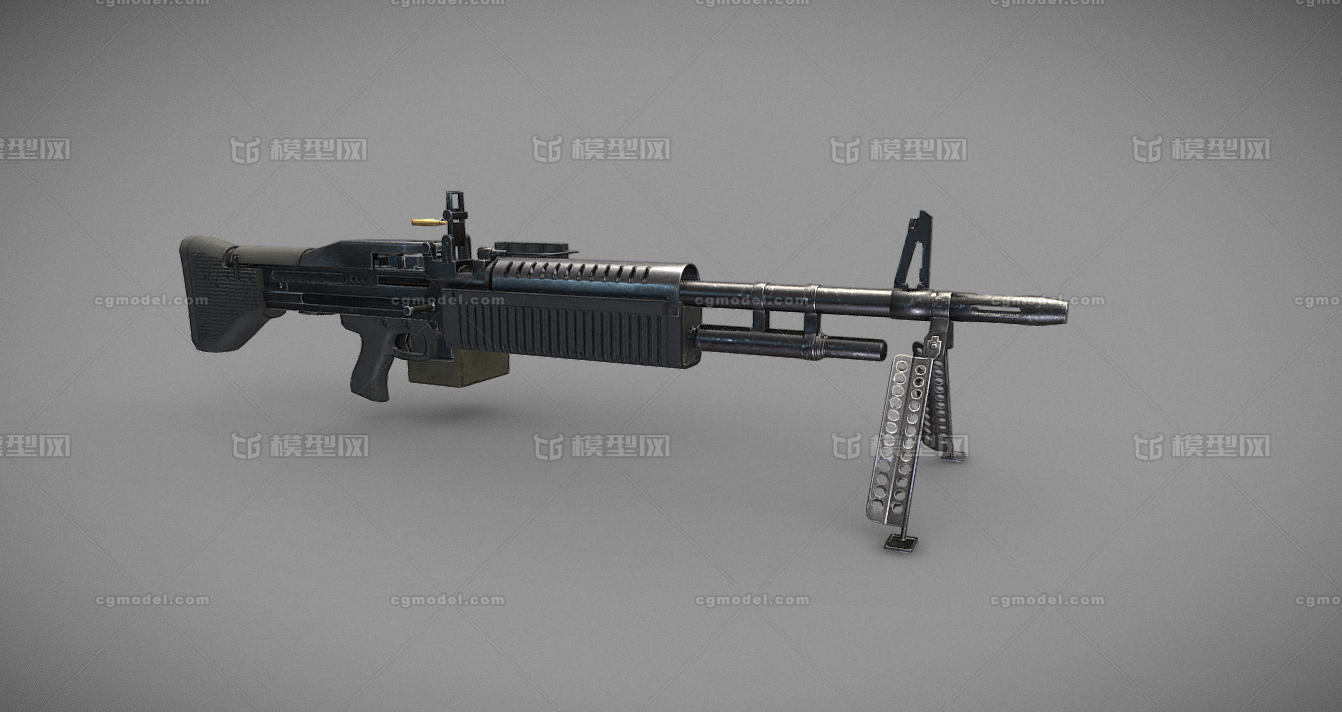 m60轻机枪 武器模型-枪械模型模型库-FBX(.fbx)模型下载-cg模型网