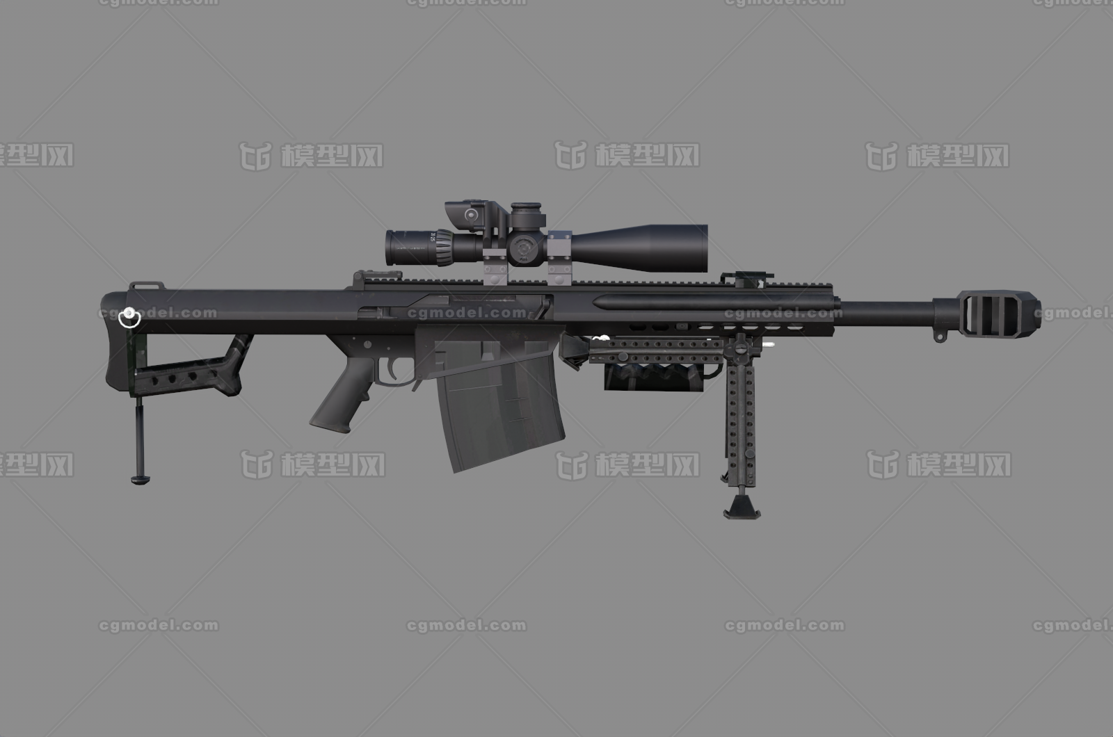 次世代 巴雷特XM109狙击步枪模型-枪械模型模型库-OBJ(.obj/.mtl)模型下载-cg模型网
