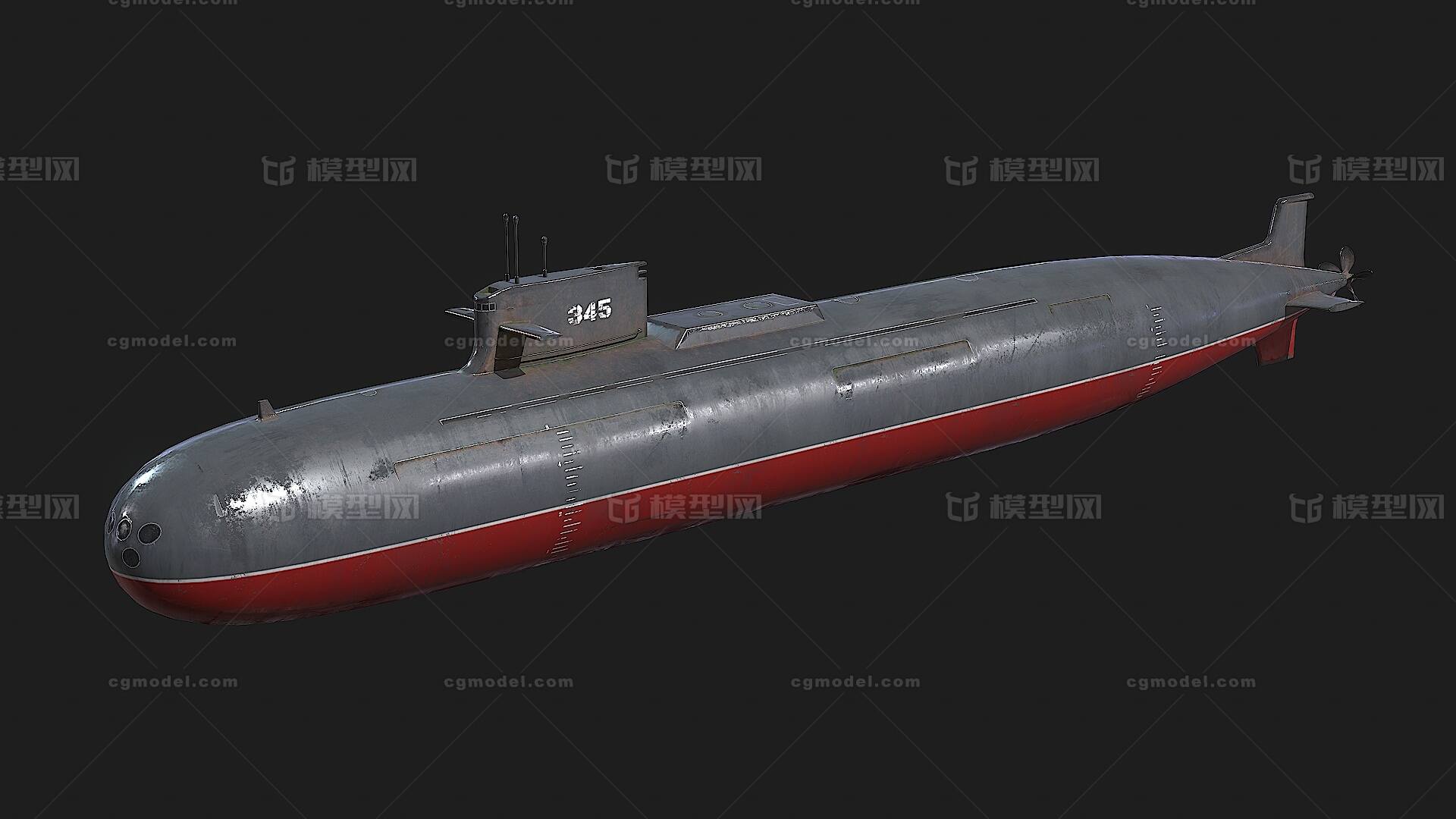 093B攻击型核潜艇 核潜艇模型-潜艇模型库-3ds Max(.max)模型下载-cg模型网