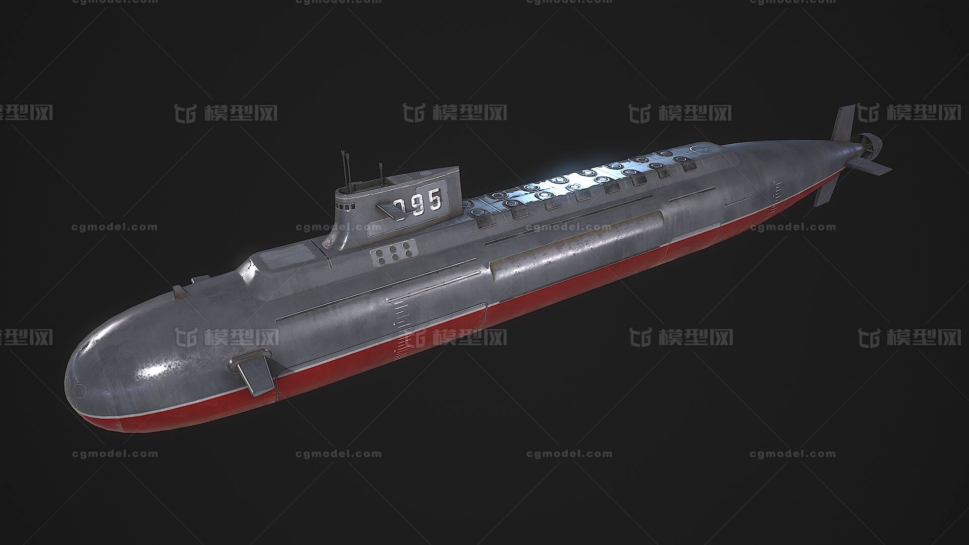 095攻击型核潜艇 核潜艇模型-潜艇模型库-3ds Max(.max)模型下载-cg模型网
