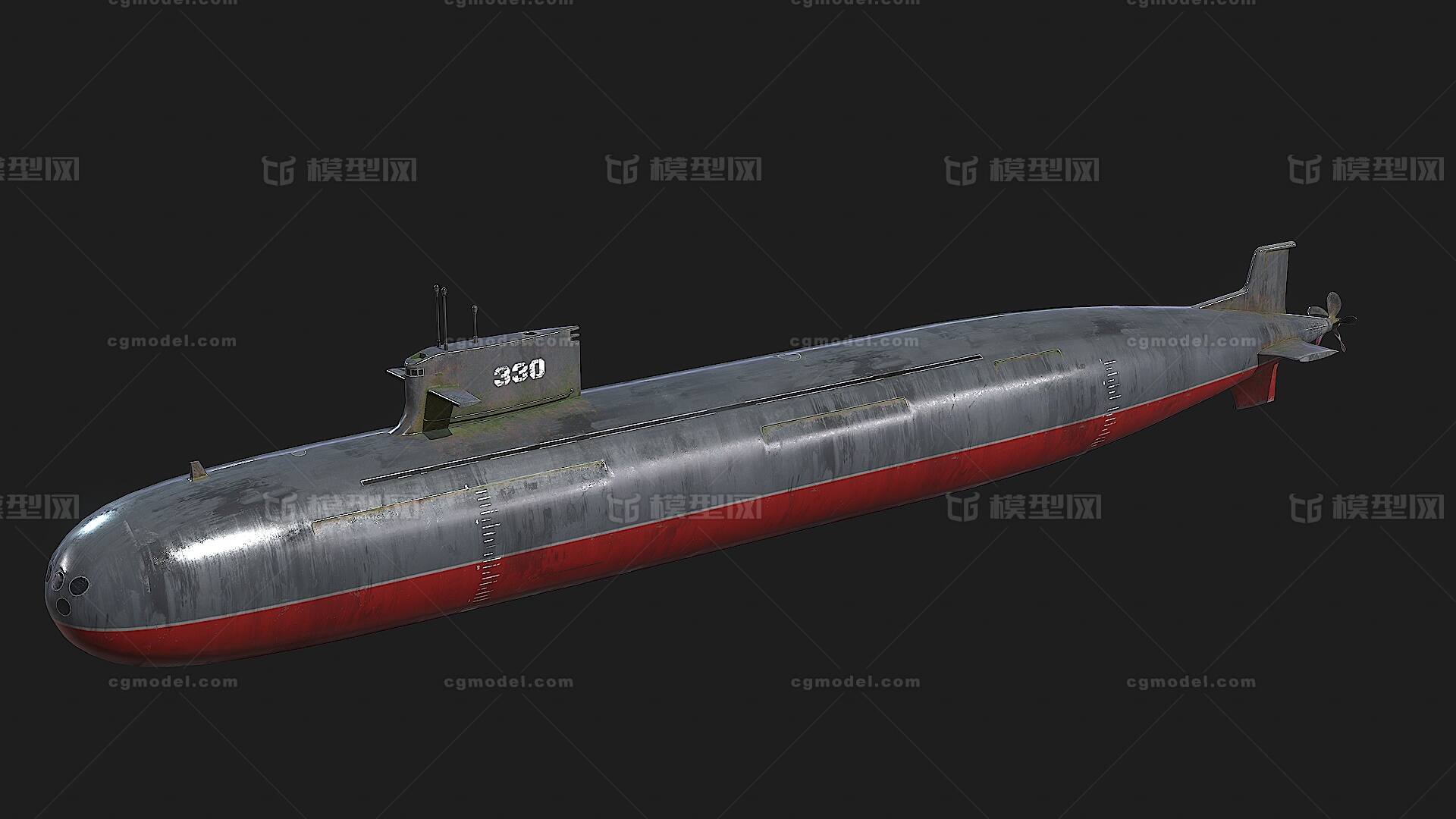 093A攻击核潜艇 核潜艇模型-潜艇模型库-3ds Max(.max)模型下载-cg模型网