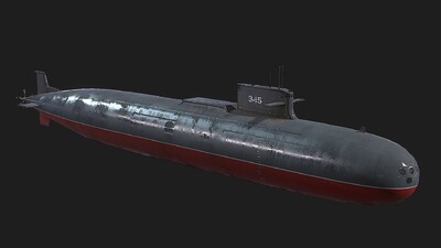 093B攻击型核潜艇 核潜艇模型-潜艇模型库-3ds Max(.max)模型下载-cg模型网
