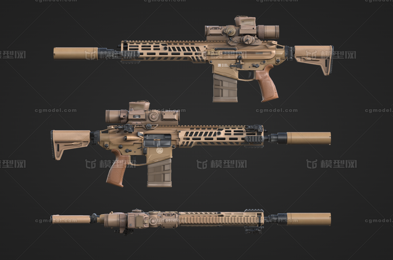 次世代 美国陆军下一代班用6.8毫米XM7突击步枪模型-枪械模型模型库-Cinema 4D(.c4d)模型下载-cg模型网