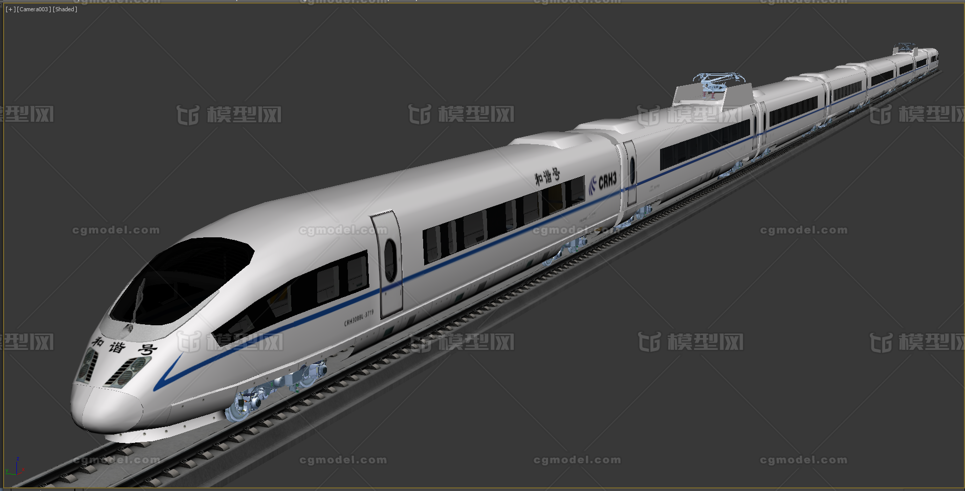 CRH380B（8辆编组）模型-火车/轨道车模型库-3ds Max(.max)模型下载-cg模型网