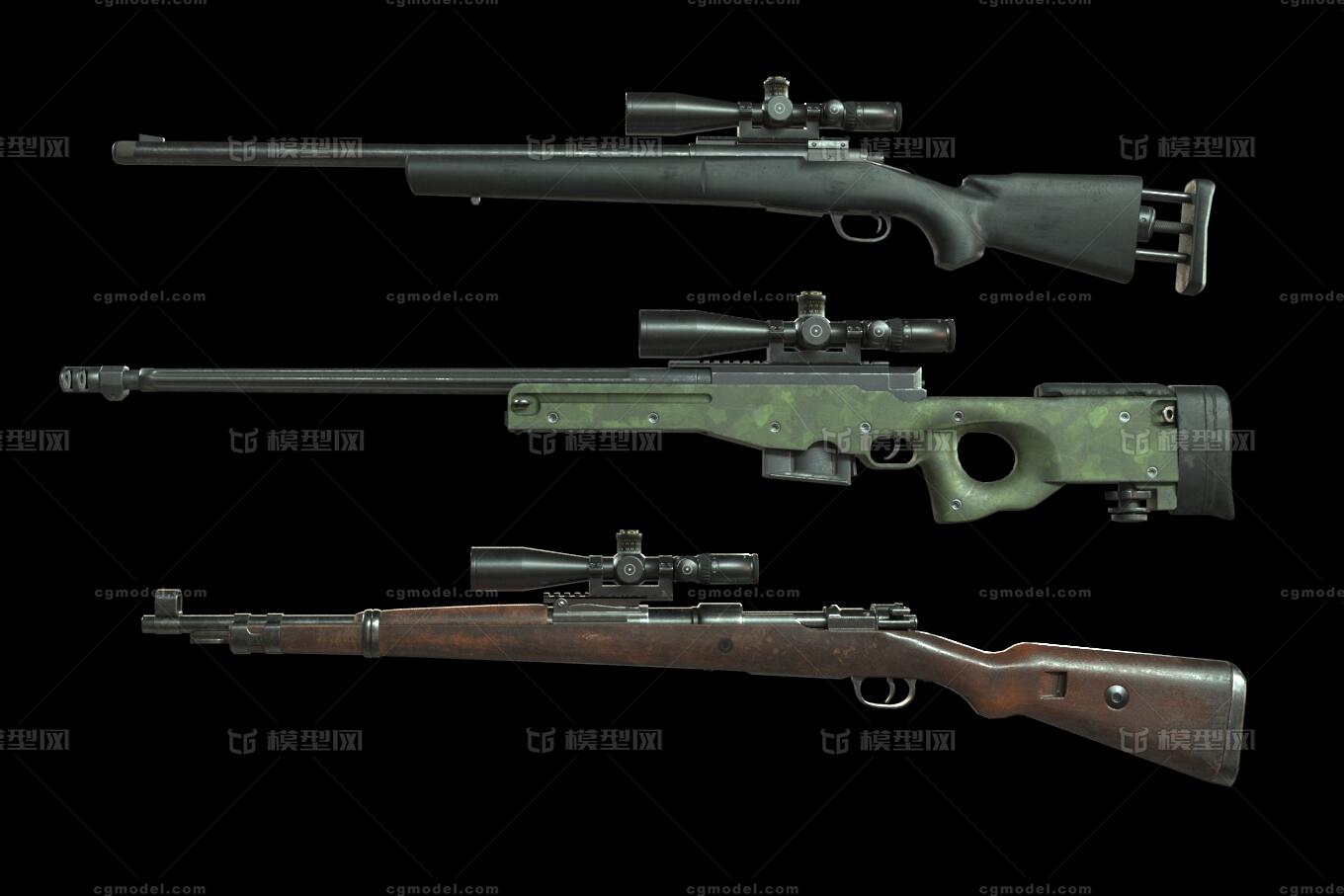 98K AWM模型-枪械模型模型库-3ds Max(.max)模型下载-cg模型网