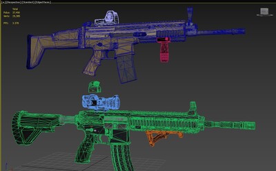 SCAR-L和M416突击步枪模型 PBR材质模型-枪械模型模型库-3ds Max(.max)模型下载-cg模型网