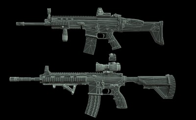 SCAR-L和M416突击步枪模型 PBR材质模型-枪械模型模型库-3ds Max(.max)模型下载-cg模型网