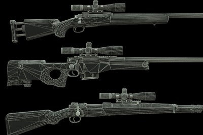 98K AWM模型-枪械模型模型库-3ds Max(.max)模型下载-cg模型网