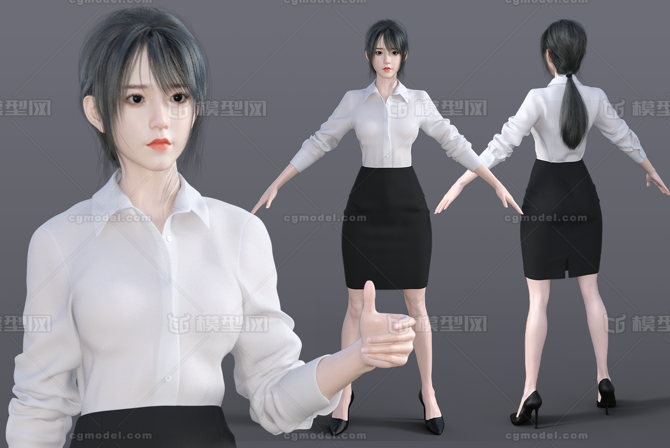 写实职业女性 女青年女白领模型-女人模型库-FBX(.fbx)模型下载-cg模型网
