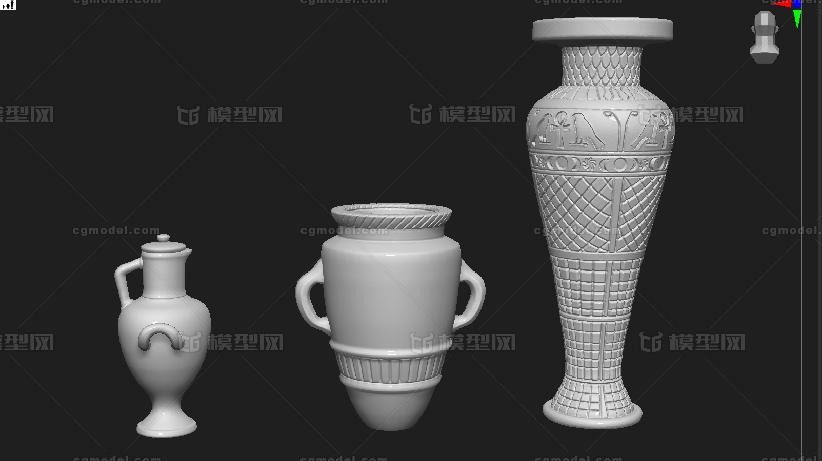 古埃及陶罐 瓦罐模型-杯具器皿模型库-Zbrush(.ztl/.zbp)模型下载-cg模型网