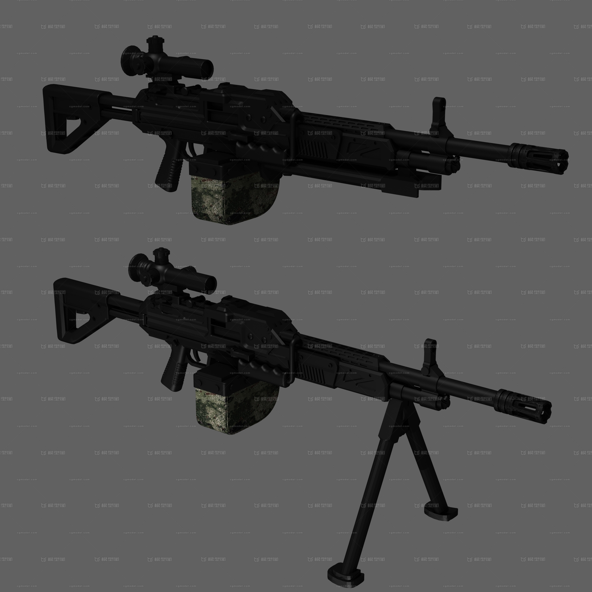 QJS201班用机枪模型-枪械模型模型库-3ds Max(.max)模型下载-cg模型网