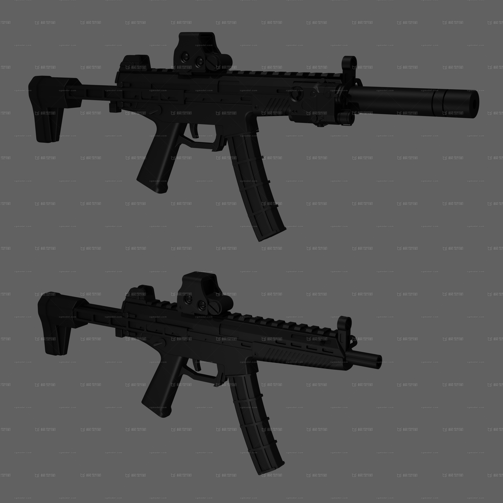 QCQ-171型9mm冲锋枪模型-枪械模型模型库-3ds Max(.max)模型下载-cg模型网