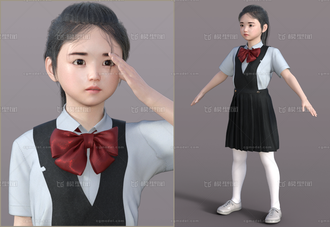 小女孩 小孩子模型 孩子 女模型库 Fbx Fbx 模型下载 Cg模型网