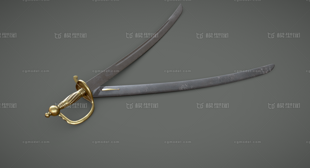 指挥刀 西方刀模型-冷兵器模型库-Collada(.dae)模型下载-cg模型网