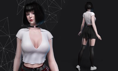 UE4/UE5性感 女学生美女模型-孩子-女模型库-FBX(.fbx)模型下载-cg模型网