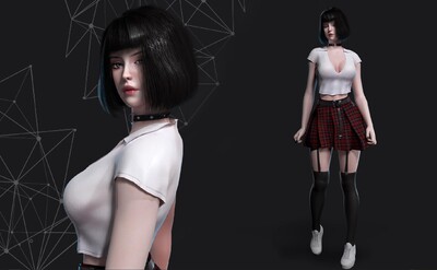UE4/UE5性感 女学生美女模型-孩子-女模型库-FBX(.fbx)模型下载-cg模型网