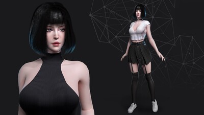 UE4/UE5性感 女学生美女模型-孩子-女模型库-FBX(.fbx)模型下载-cg模型网
