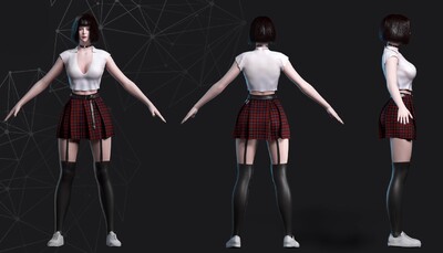 UE4/UE5性感 女学生美女模型-孩子-女模型库-FBX(.fbx)模型下载-cg模型网