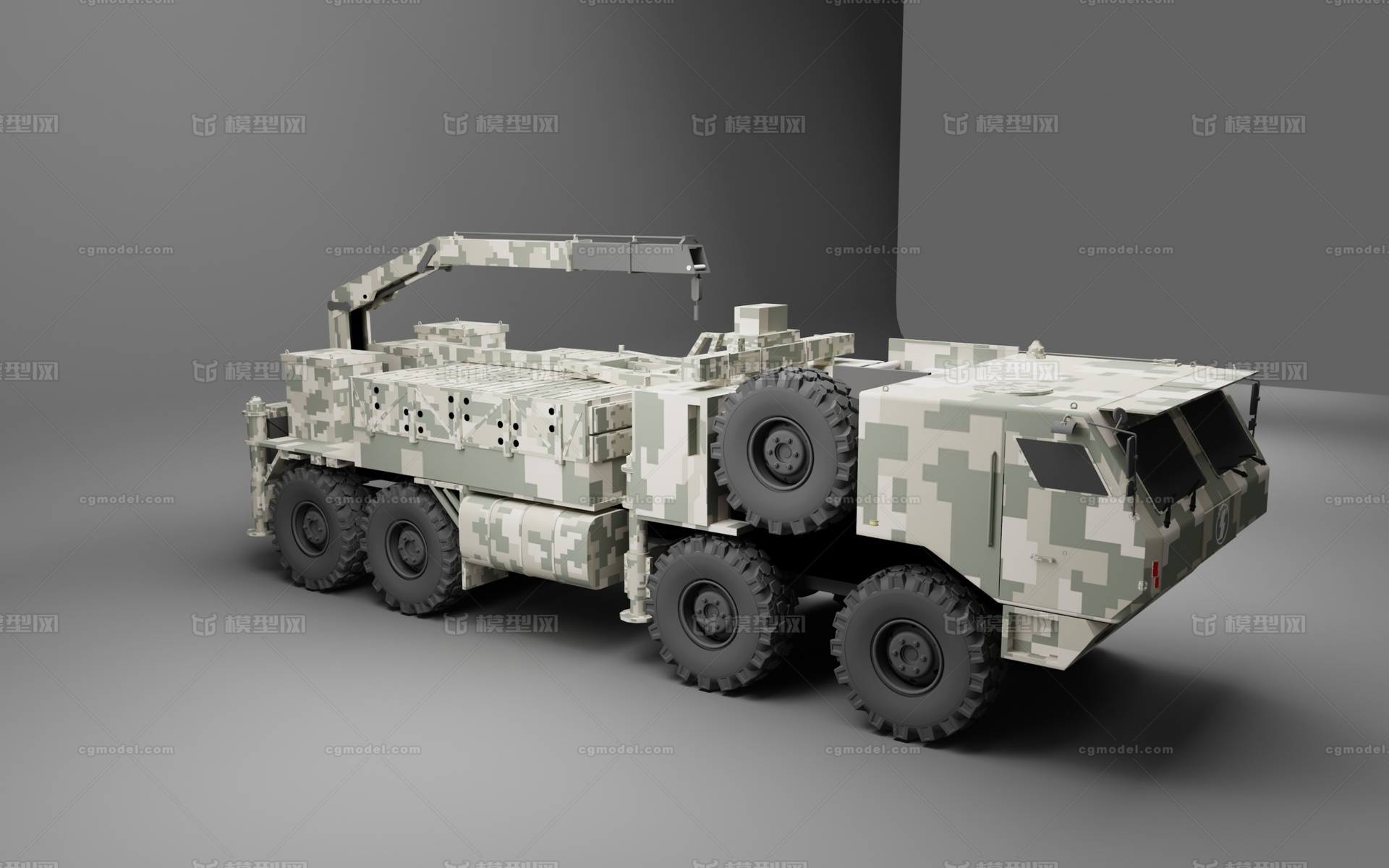 陕汽解放军三代8X8重型战术军车 (HMV3)模型-货运车模型库-3ds Max(.max)模型下载-cg模型网