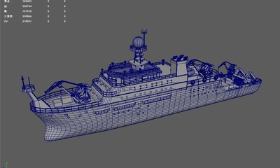 东方红3号 科考船模型-游轮模型库-Maya(.ma/.mb)模型下载-cg模型网