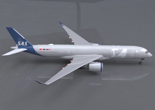 SAS空客A350-900飞机模型-客机/民用飞机模型库-FBX(.fbx)模型下载-cg模型网