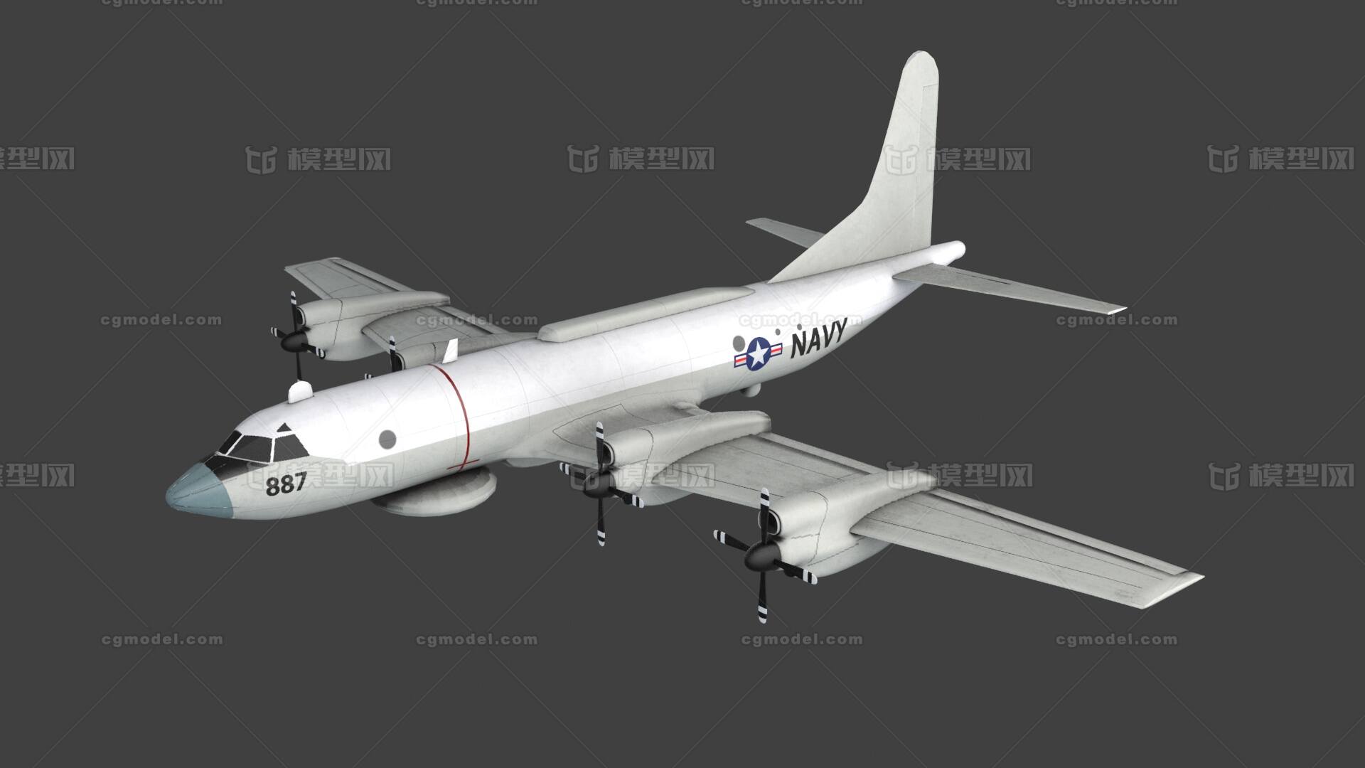 EP-3E电子战侦察机模型-军用飞机模型库-3ds Max(.max)模型下载-cg模型网