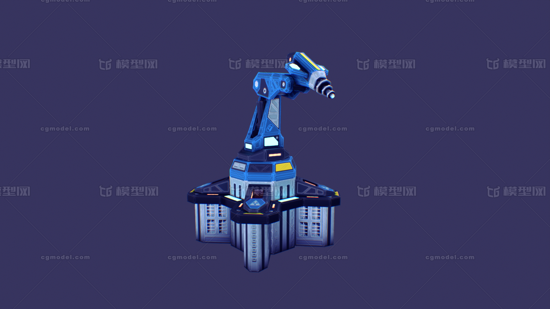 卡通风格化炮塔 瞭望塔 前哨 哨站 战略炮塔 模型-科幻建筑模型库-Maya(.ma/.mb)模型下载-cg模型网