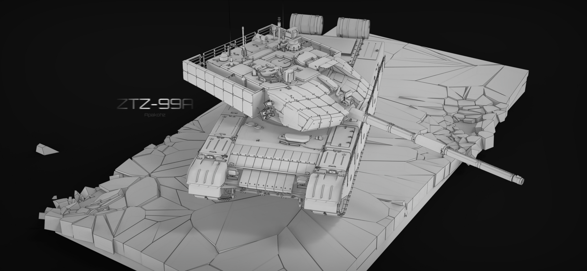 中国主战坦克 ZTZ-99A ***模型+场景模型 - 工业/产品/道具 - 作品模型 - CG模型网