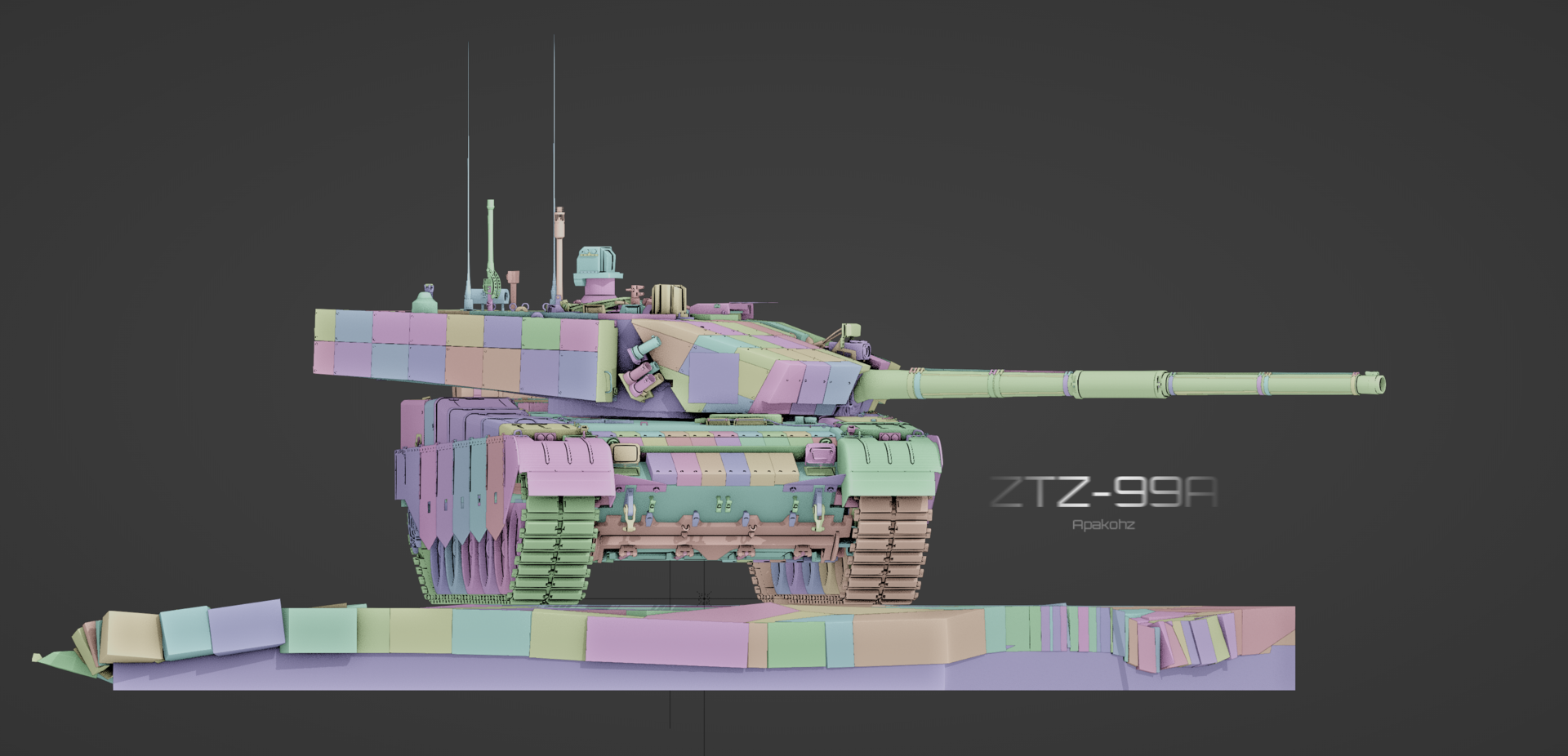 中国主战坦克 ZTZ-99A ***模型+场景模型 - 工业/产品/道具 - 作品模型 - CG模型网