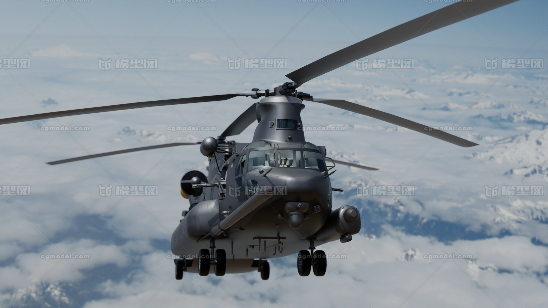 奇努克支努干CH-47运输直升机 boeing模型-军用直升机模型库-3ds Max(.max)模型下载-cg模型网