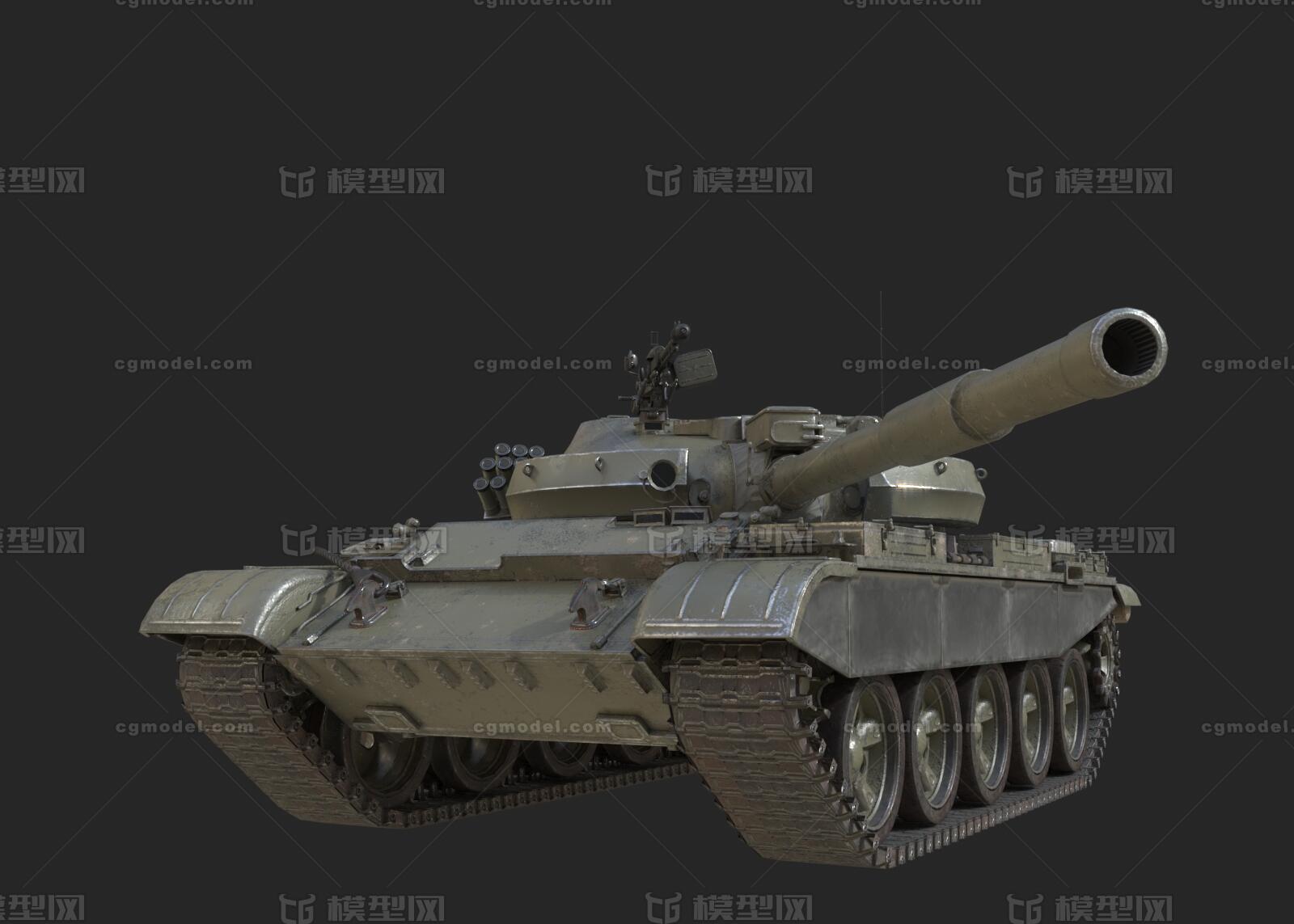PBR 苏联T-62型主战坦克模型-装甲车／坦克模型库-3D Studio(.3ds)模型下载-cg模型网