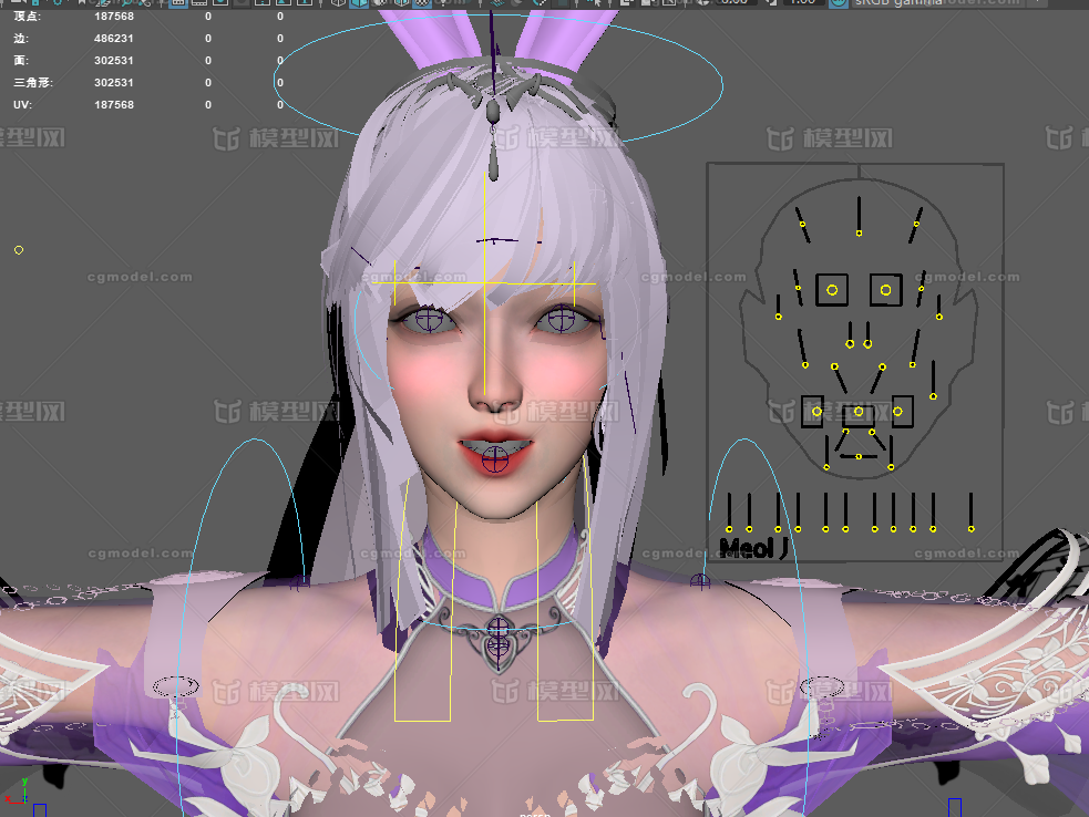 maya 带绑定表情模型-女人模型库-Maya(.ma/.mb)模型下载-cg模型网