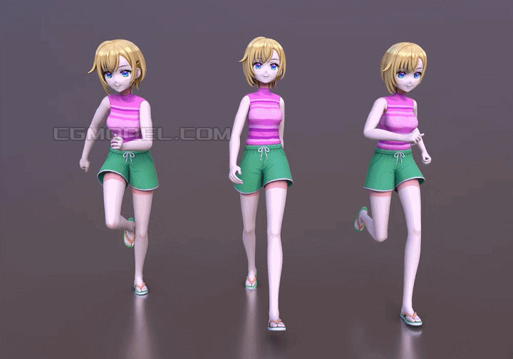 卡通 动漫模型 孩子 女模型库 Fbx Fbx 模型下载 Cg模型网