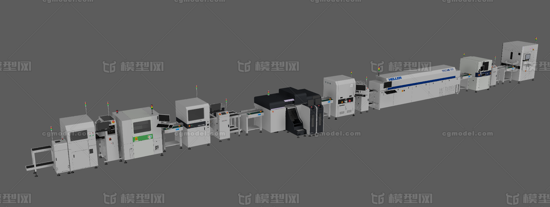 SMT生产线模型-工业设备模型库-Maya(.ma/.mb)模型下载-cg模型网