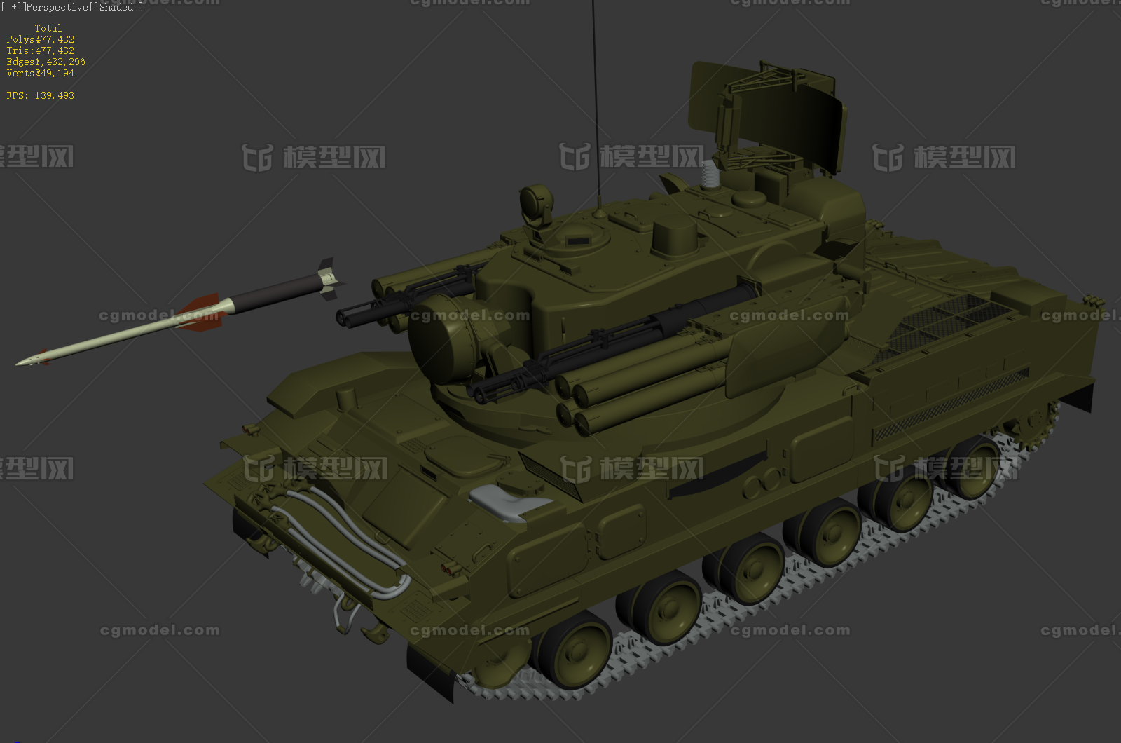 SA-19 萨姆19防空导弹系统模型-火炮器械模型库-3ds Max(.max)模型下载-cg模型网