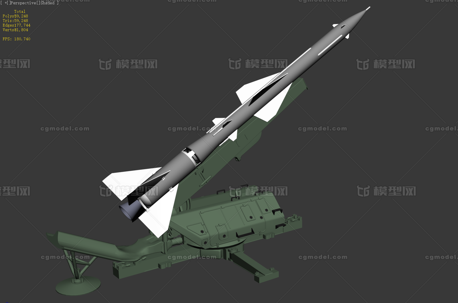 萨姆2型地对空导弹 防空导弹模型-火炮器械模型库-3ds Max(.max)模型下载-cg模型网