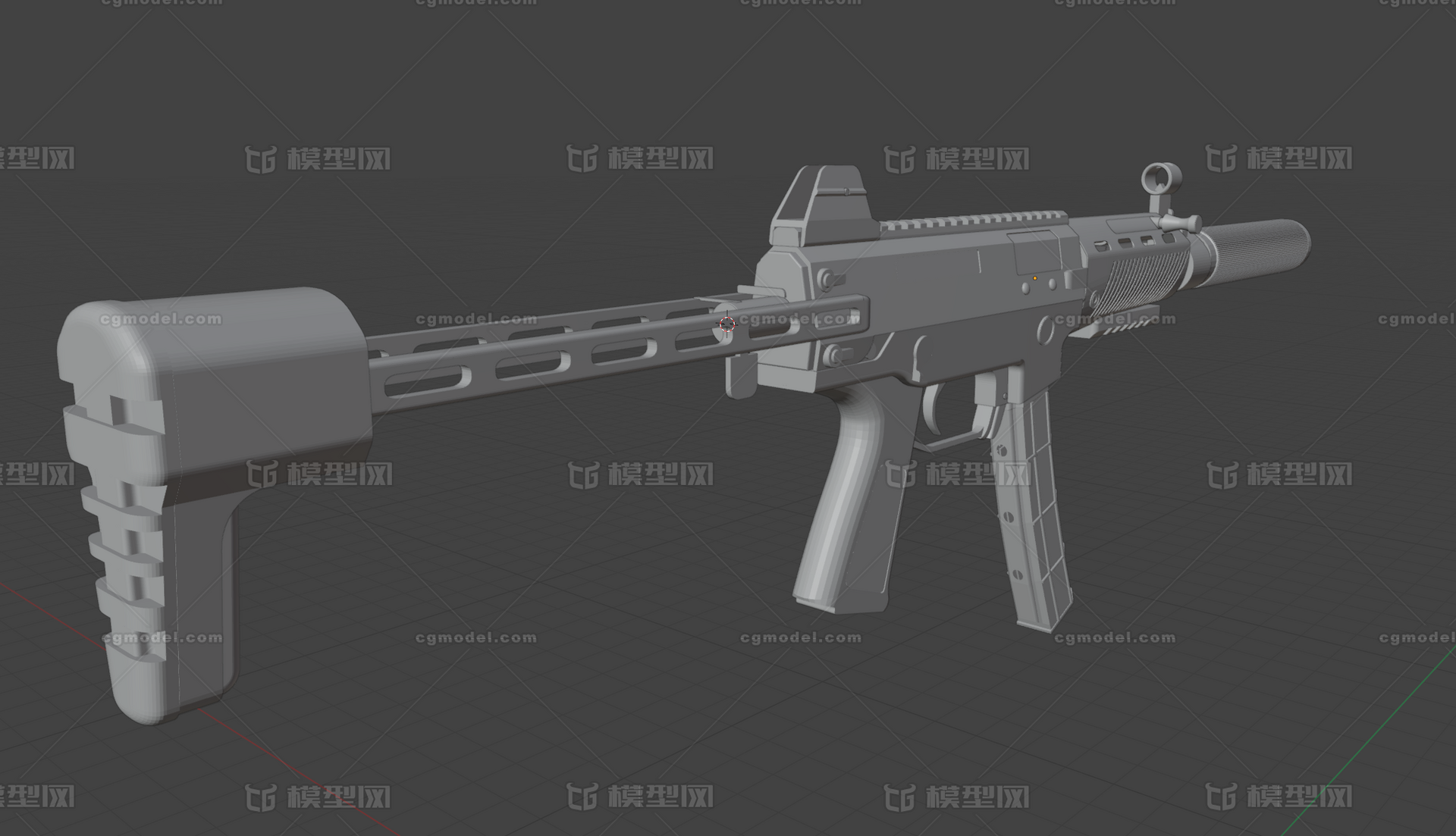 QCQ-171冲锋枪 国产新枪模型-枪械模型模型库-Blender(.blend)模型下载-cg模型网