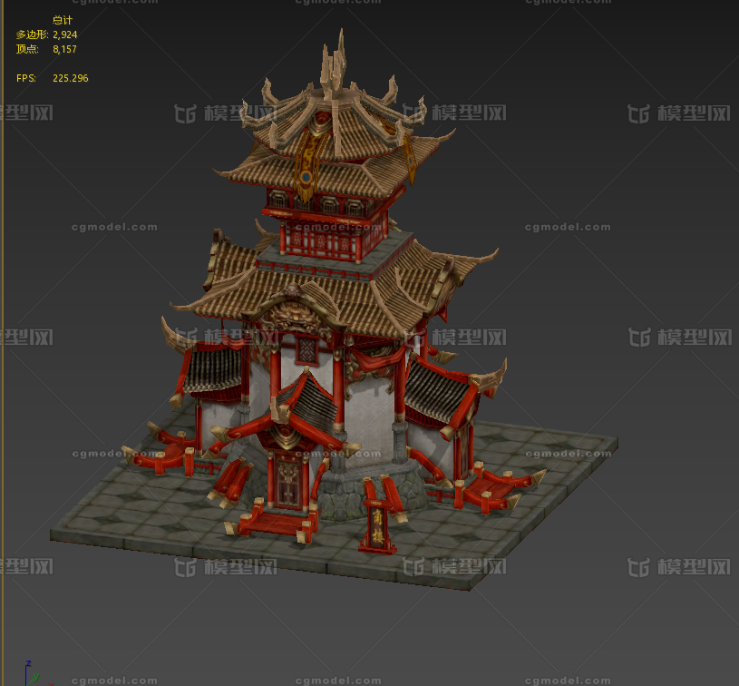 中国古建筑 角楼模型 古代场景模型库 3ds Max Max 模型下载 Cg模型网