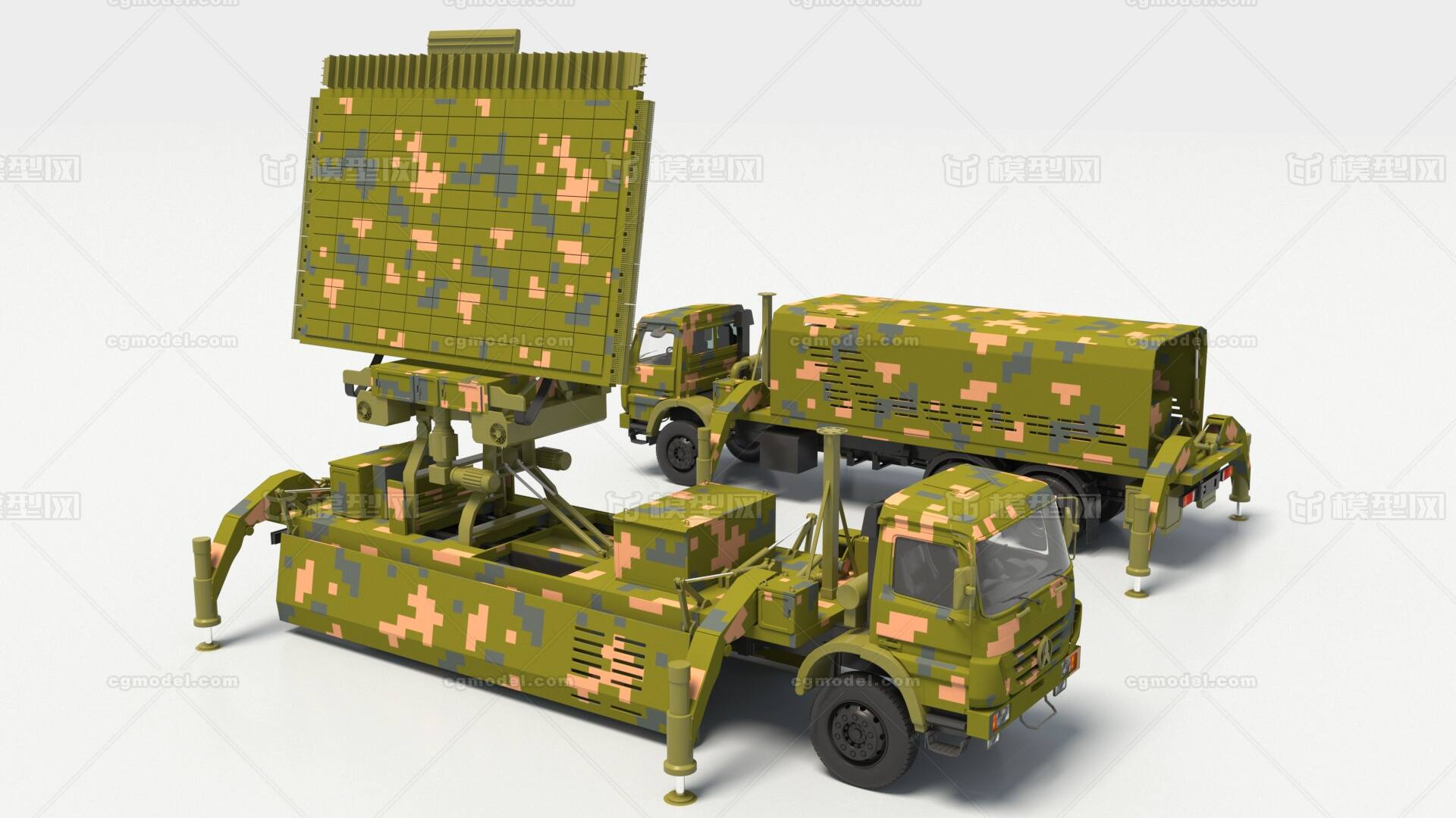 YLC-16型S波段警戒雷达 全固态有源相控阵体模型-防具模型库-3ds Max(.max)模型下载-cg模型网