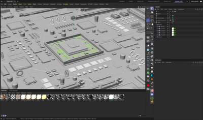 芯片场景CPU 黄色芯片模型-电路板模型库-Cinema 4D(.c4d)模型下载-cg模型网