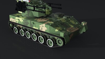 中国陆军装备PGZ-04式25mm自行高炮模型-装甲车／坦克模型库-3ds Max(.max)模型下载-cg模型网