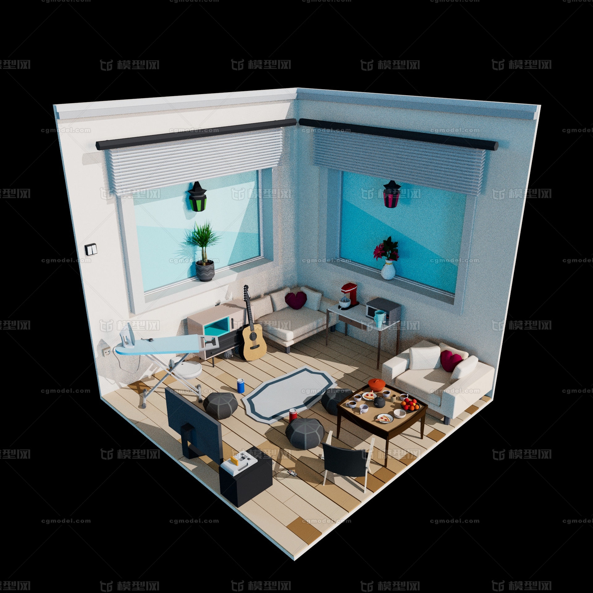 Low Poly模型-卧室模型库-FBX(.fbx)模型下载-cg模型网