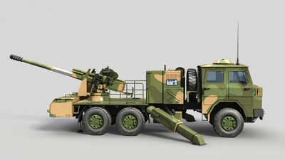 09式122毫米车载榴弹炮 PCL09模型-装甲车／坦克模型库-3ds Max(.max)模型下载-cg模型网