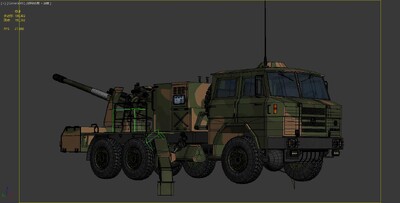 09式122毫米车载榴弹炮 PCL09模型-装甲车／坦克模型库-3ds Max(.max)模型下载-cg模型网