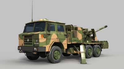 09式122毫米车载榴弹炮 PCL09模型-装甲车／坦克模型库-3ds Max(.max)模型下载-cg模型网