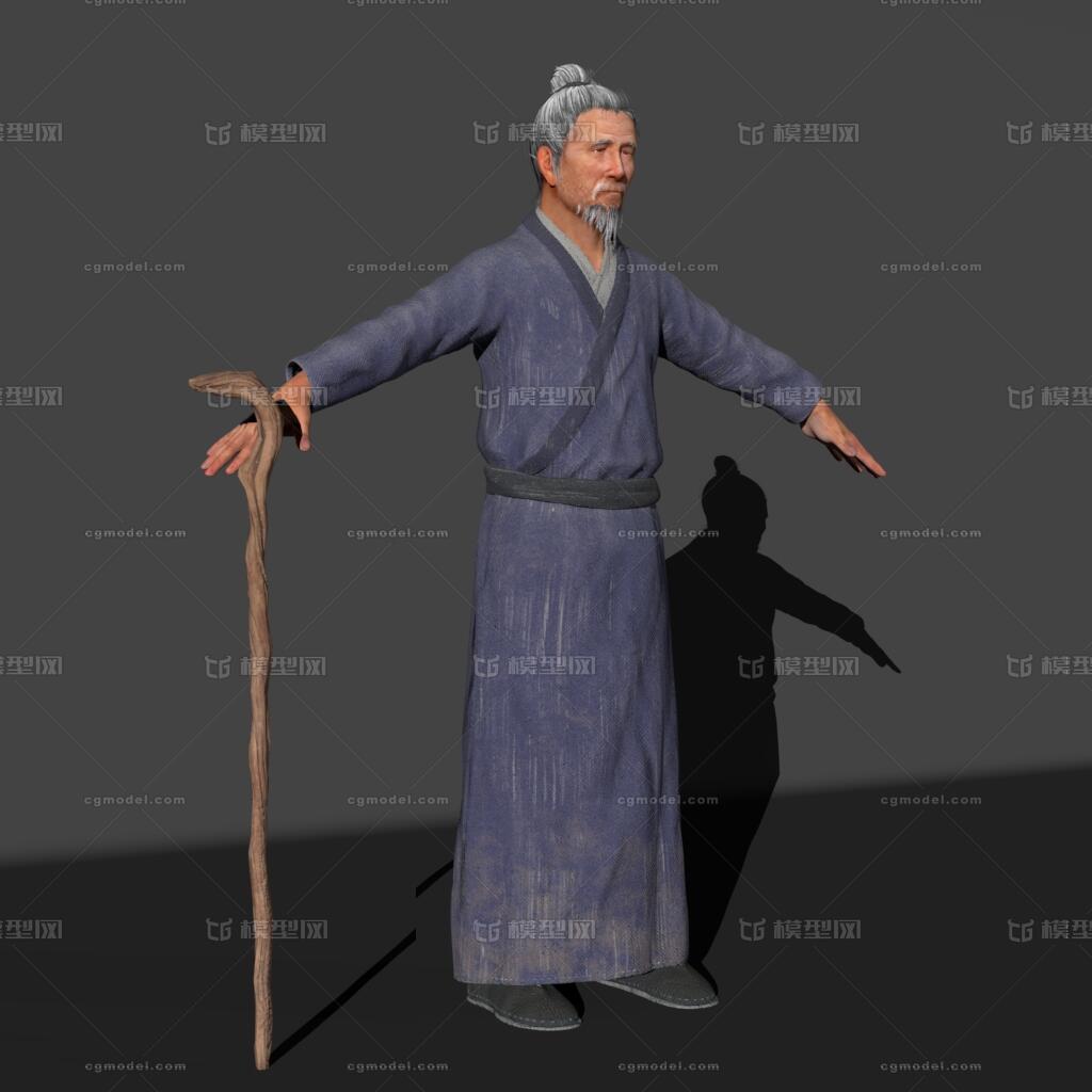 老头 古代老头模型-老人-男模型库-FBX(.fbx)模型下载-cg模型网