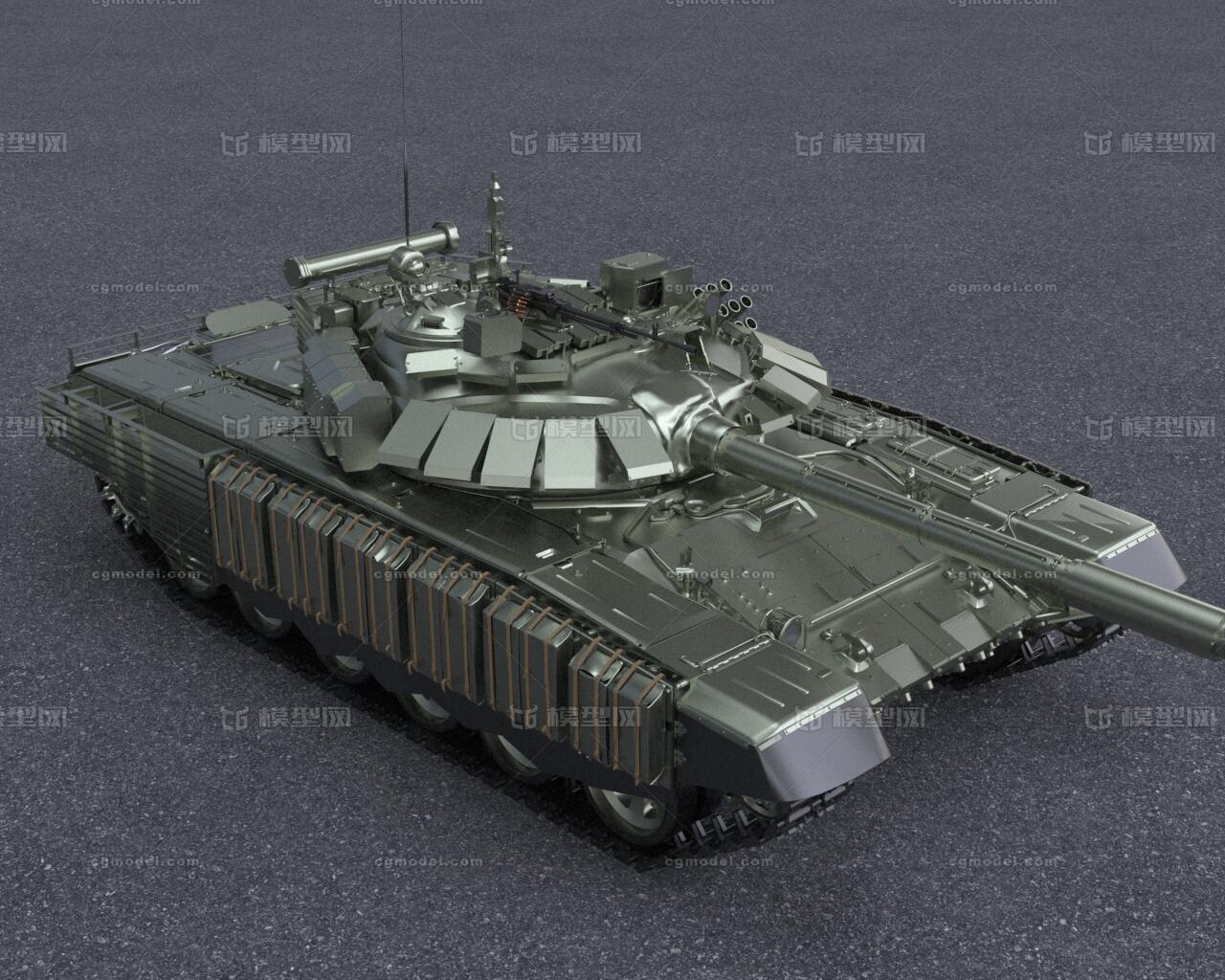 苏联T72B坦克模型-装甲车／坦克模型库-3ds Max(.max)模型下载-cg模型网