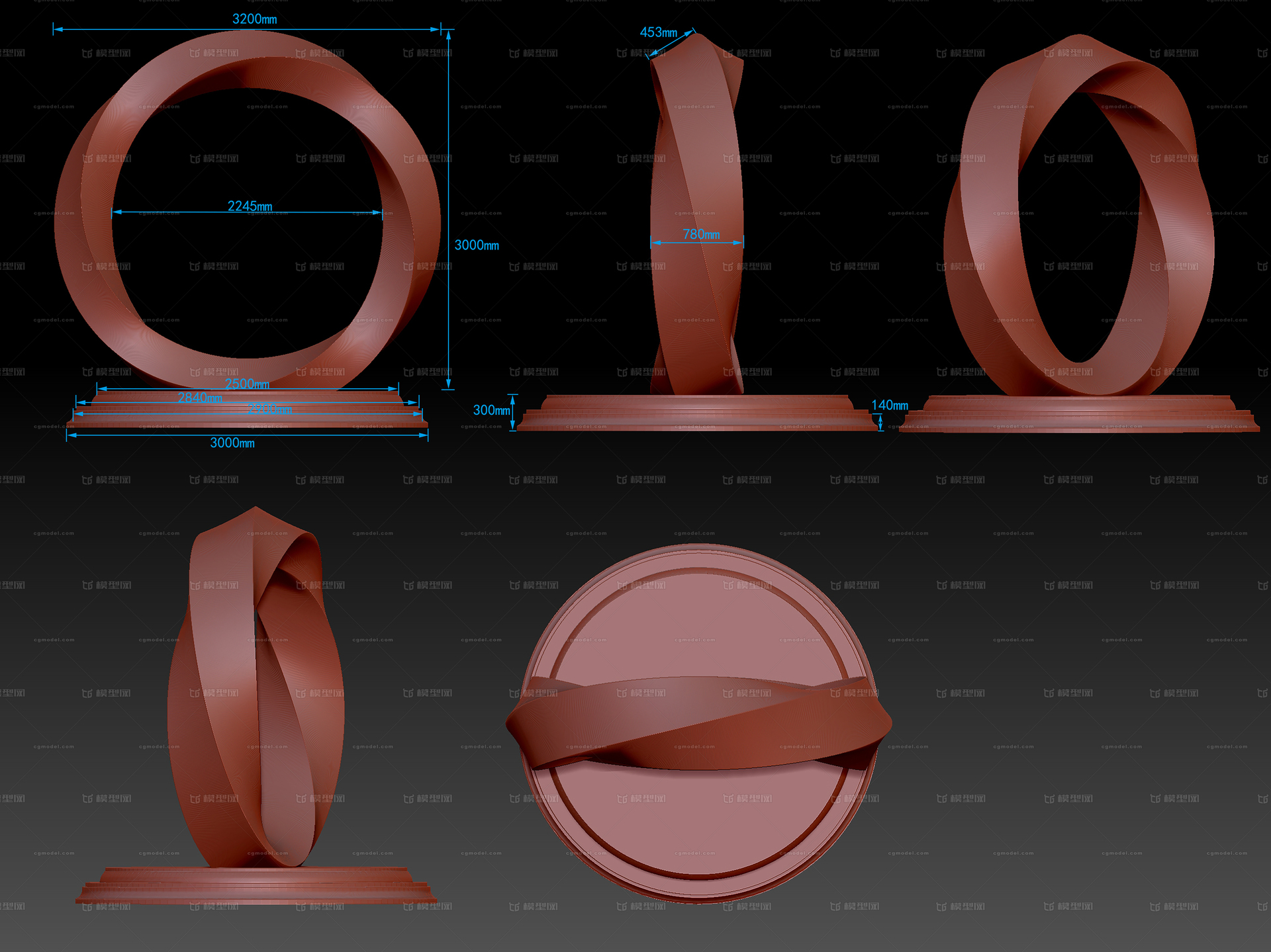 莫比乌斯环 圆环模型-其他模型库-OBJ(.obj/.mtl)模型下载-cg模型网